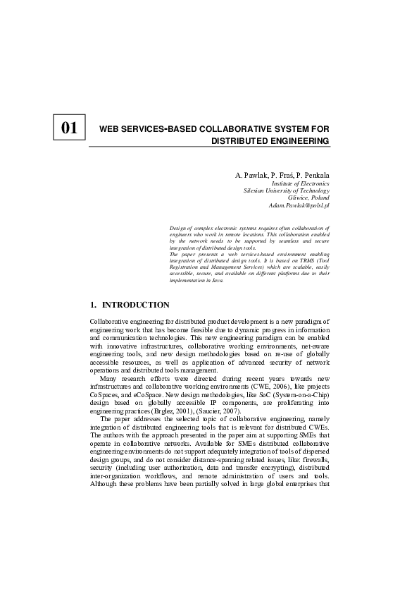 Pdf Web Services Based Collaborative System For Distributed Engineering