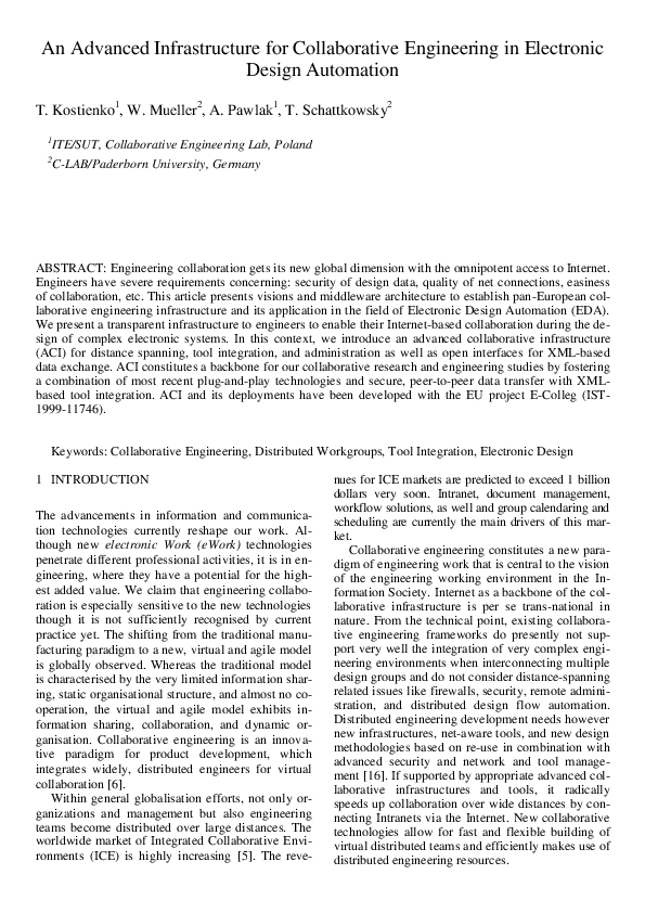 (PDF) An advanced infrastructure for collaborative engineering in electronic design automation