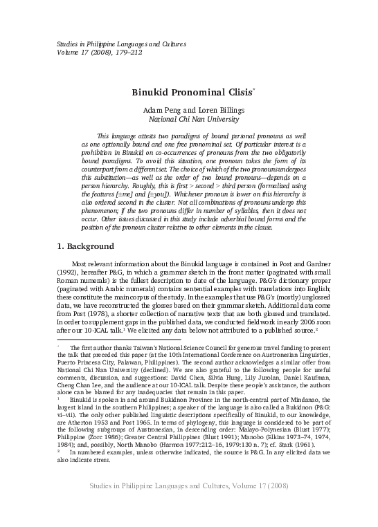 Binukid pronominal clisis