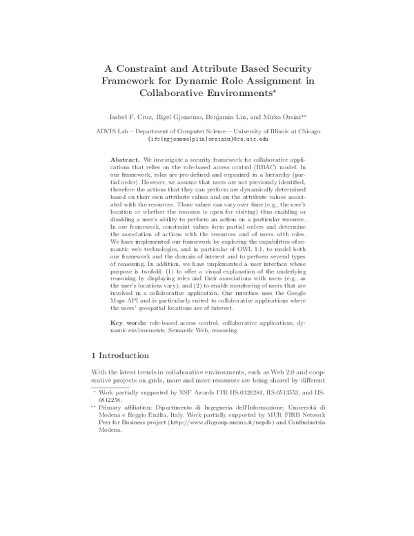 Pdf A Constraint And Attribute Based Security Framework For Dynamic