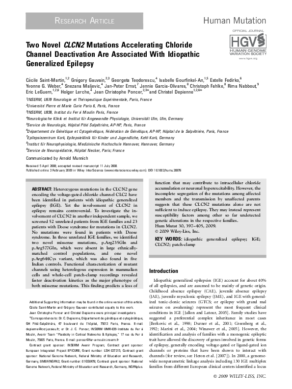 (PDF) Two novel CLCN2 mutations accelerating chloride channel ...