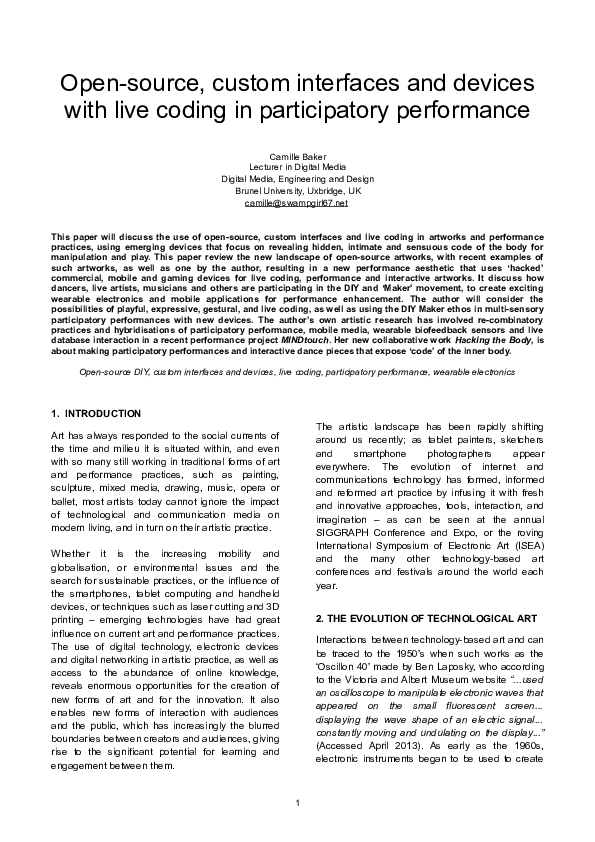 (DOC) Open-source, custom interfaces and devices with live coding in ...