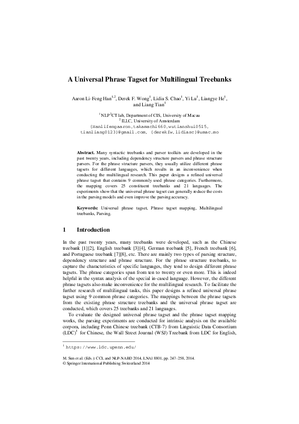 (PDF) A Universal Phrase Tagset for Multilingual Treebanks