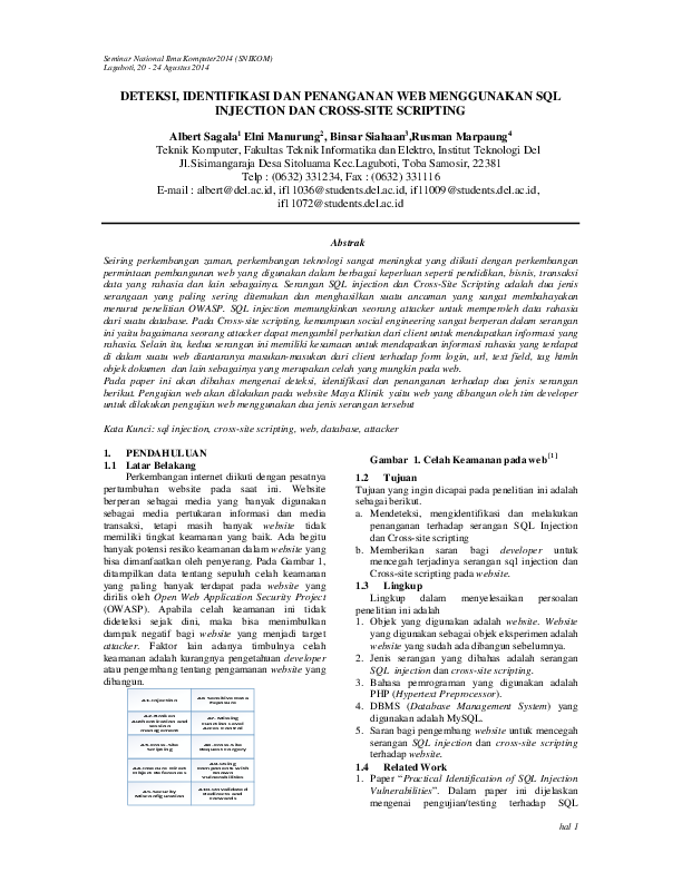 (PDF) DETEKSI, IDENTIFIKASI DAN PENANGANAN WEB MENGGUNAKAN SQL ...