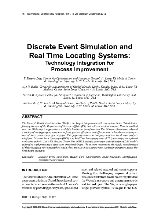 (PDF) Discrete-Event-Simulation-and-Real-Time-Locating-Systems -Technology-Integration-for ...