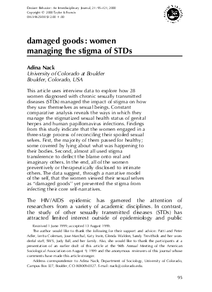 (PDF) Damaged goods: women managing the stigma of STDs