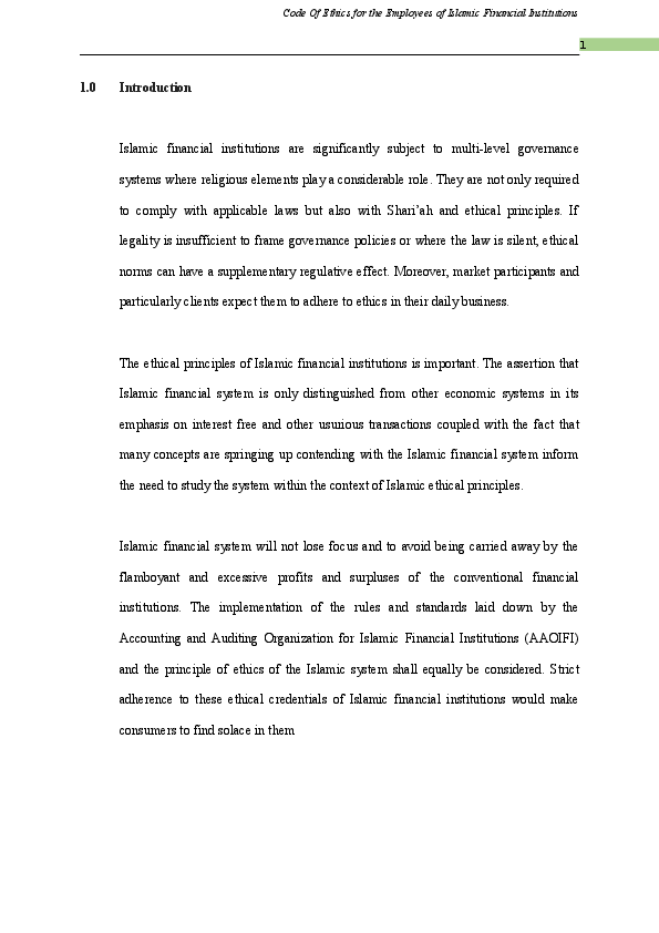 (DOC) Code of Ethics in Islamic Financial Institutions