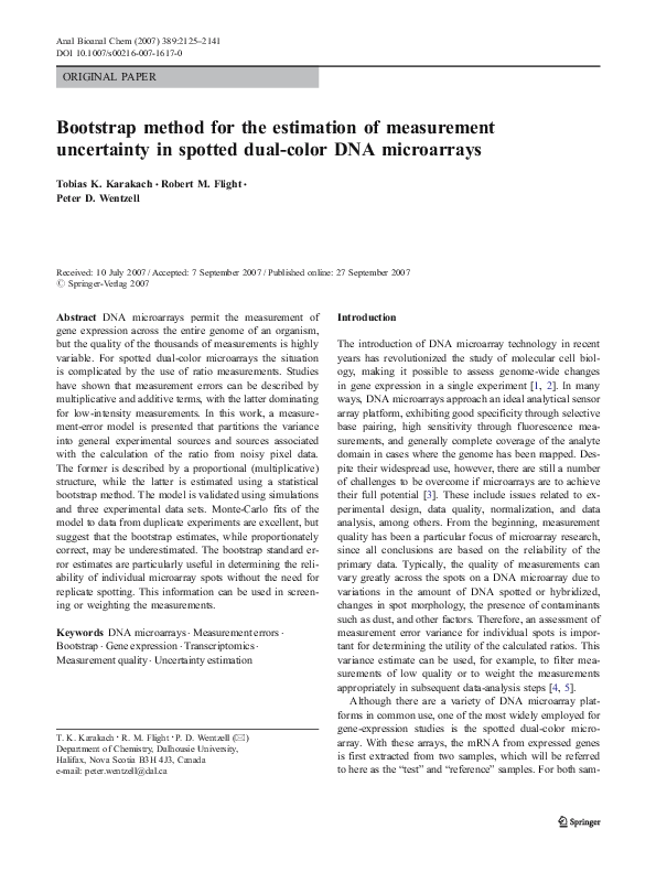 (PDF) Bootstrap Method for the Estimation of Measurement Uncertainty In Spotted Dual-Color DNA ...
