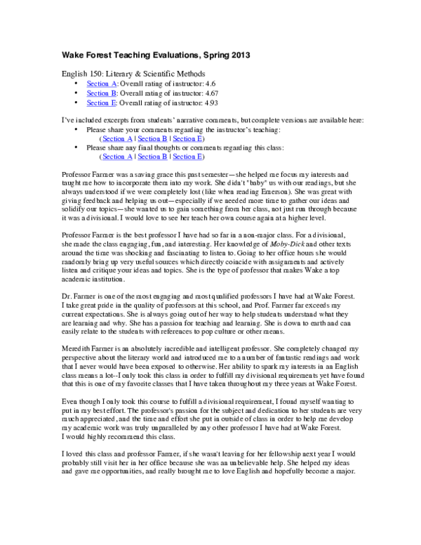 (PDF) Teaching Evaluations, Spring 2013 and Fall 2010 (compilation with ...
