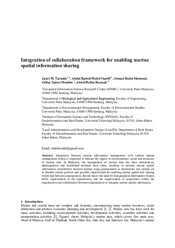 (PDF) Integration of Collaboration Framework for Enabling Marine Spatial Information Sharing