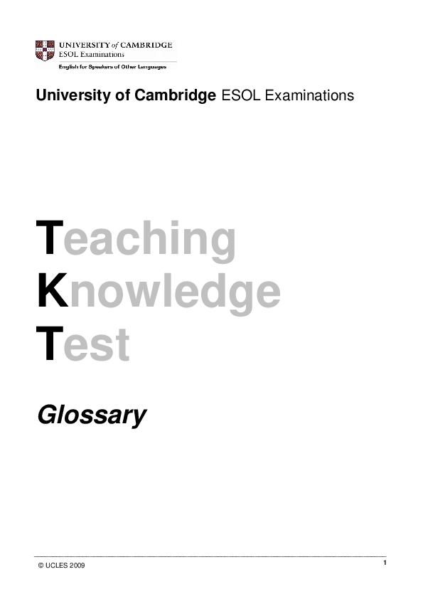 (PDF) University of Cambridge ESOL Examinations Teaching Knowledge Test