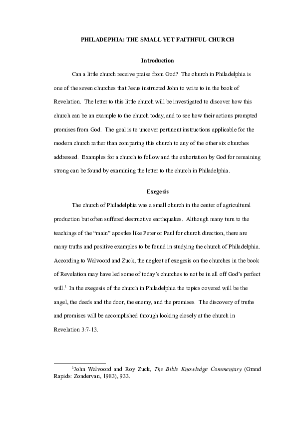 (DOC) The Angel to the Philadelphia Church in Revelation