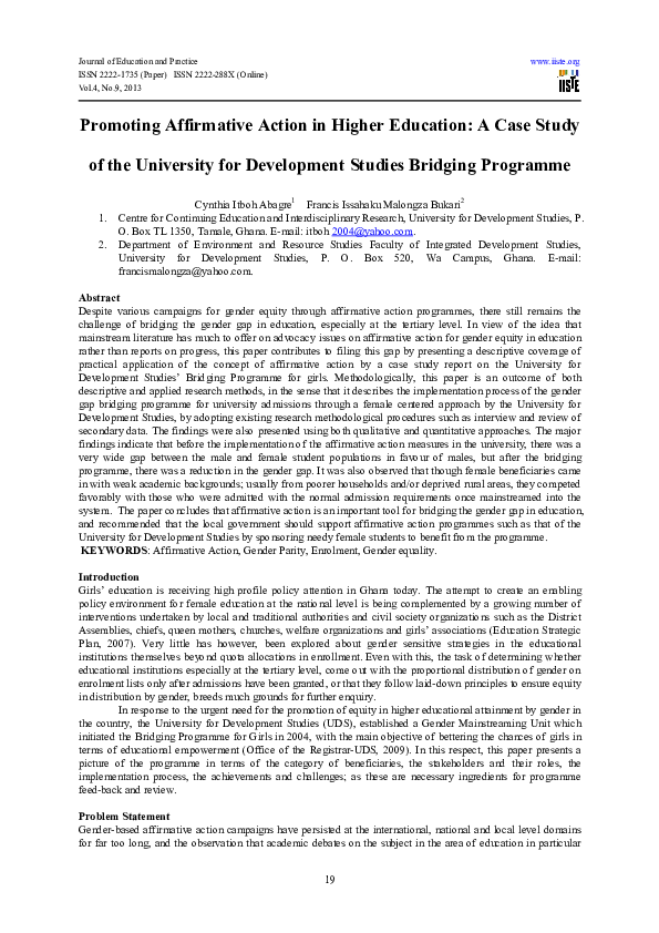 (PDF) Affirmative Action's Impact on Gender Equity