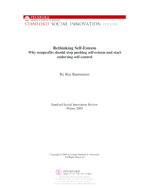 (PDF) Stanford Social Innovation Review 518 Memorial Rethinking Self ...