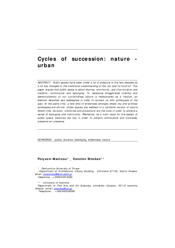 (PDF) Cycles of succession: nature - urban