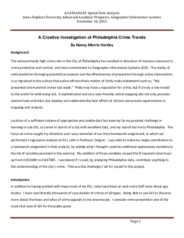 (PDF) A Creative Investigation of Philadelphia Crime Trends