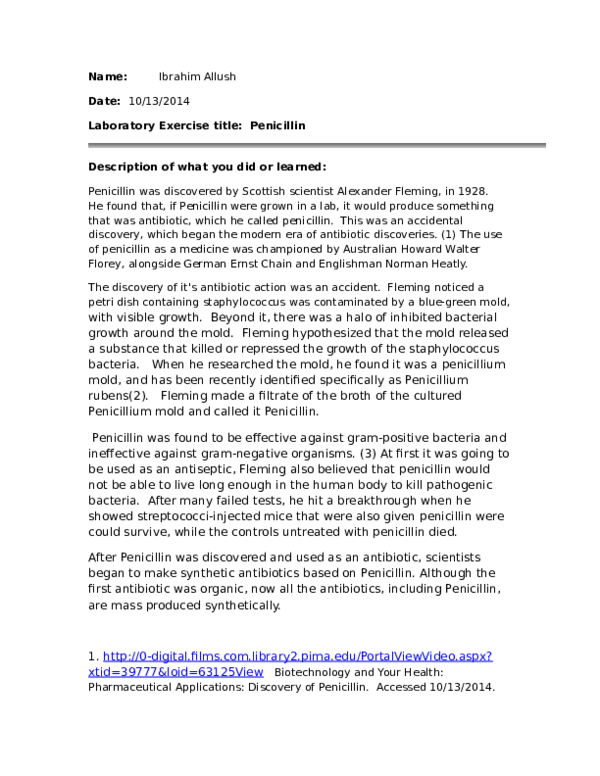 Penicillin: An Overview