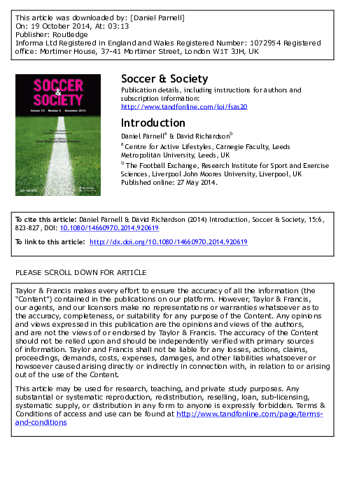 (PDF) Special Issue on Football and Inclusivity: Introduction