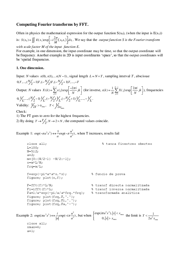 (PDF) Computing Fourier transforms by FFT