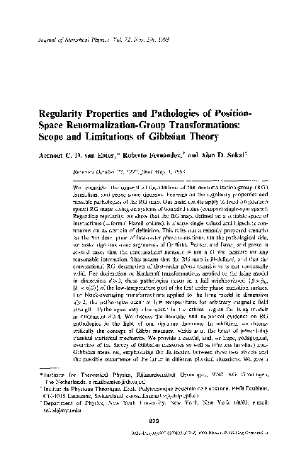 (PDF) Regularity Properties and Pathologies of Position- Space Renormalization-Group ...