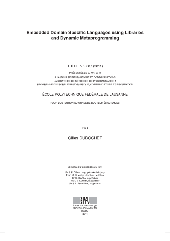 Pdf Embedded Domain Specific Languages Using Libraries And Dynamic Metaprogramming