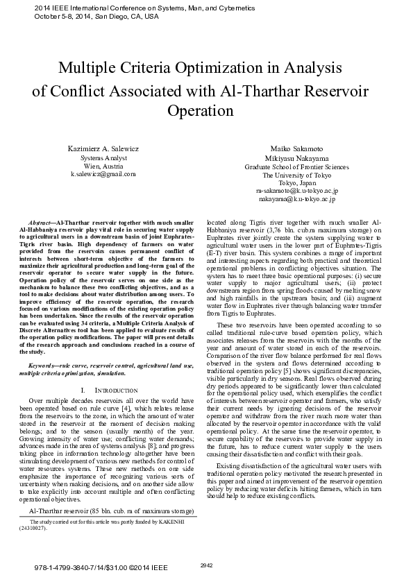 (PDF) Multiple Criteria Optimization in Analysis of Conflict Associated with Al-Tharthar ...