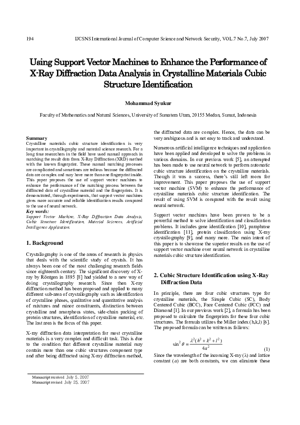 Pdf Using Support Vector Machines To Enhance The Performance Of X Ray