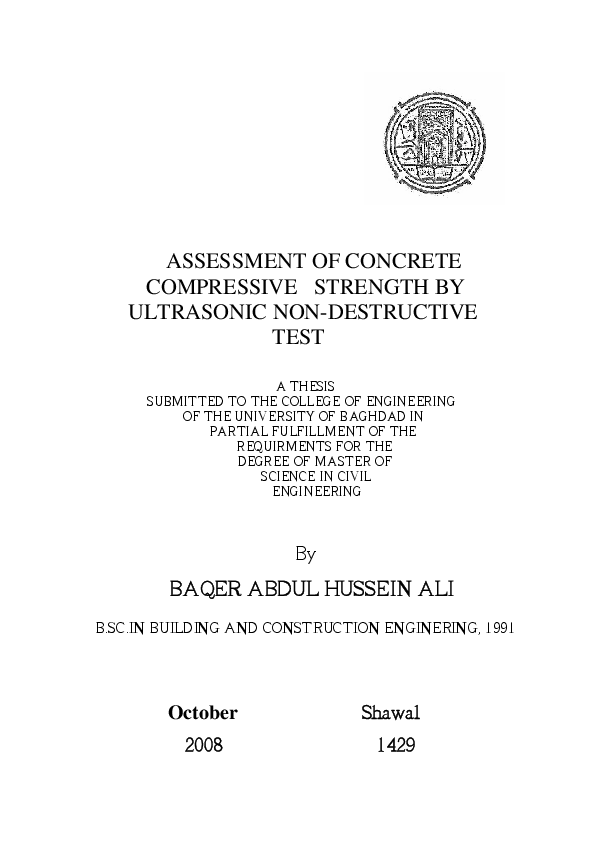 (PDF) ASSESSMENT OF CONCRETE COMPRESSIVE STRENGTH BY ULTRASONIC NON ...