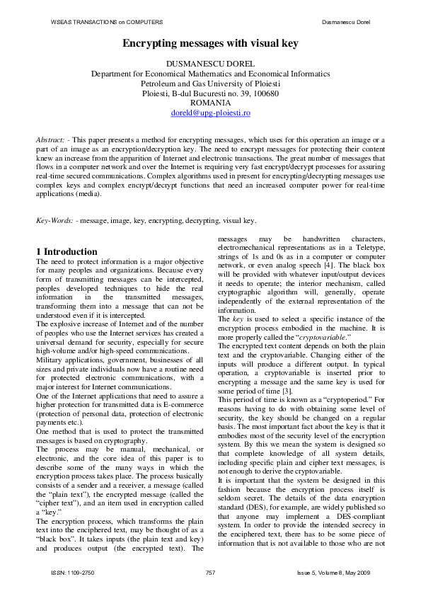 (PDF) Encrypting messages with visual key