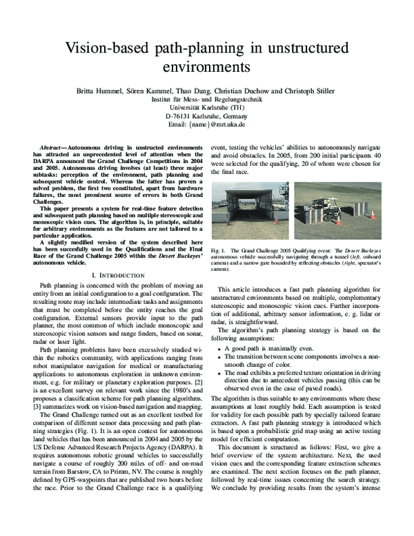 (PDF) Vision-based path-planning in unstructured environments
