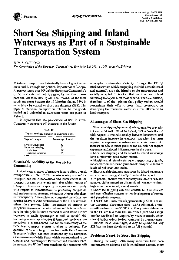 (PDF) Short sea shipping and inland waterways as part of a sustainable ...