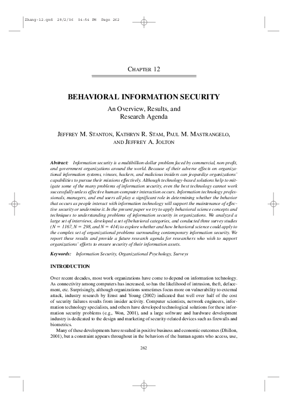 (PDF) Behavioral Information Security: An Overview, Results, and ...