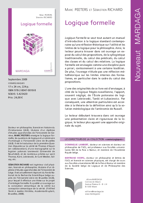 (PDF) Logique formelle