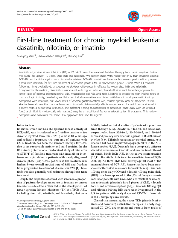 (PDF) First-line treatment for chronic myeloid leukemia: dasatinib ...