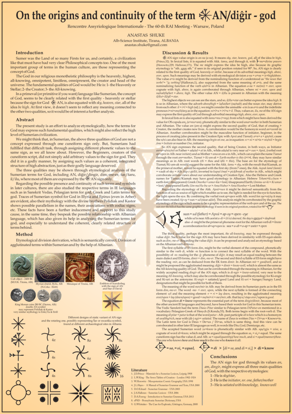 (PDF) On the origins and continuity of Sumerian term AN/dingir - God ...