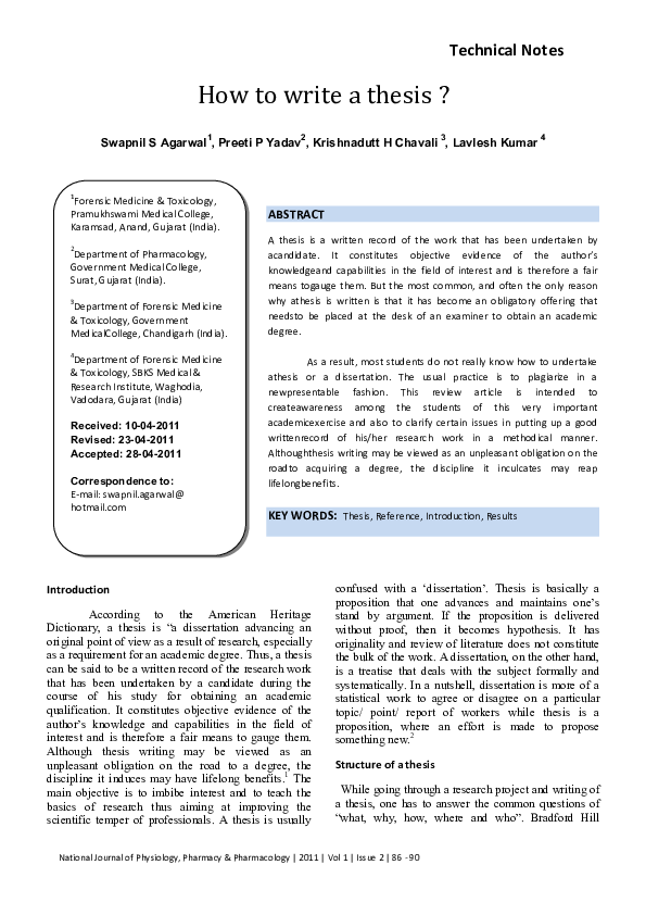 (PDF) HOW TO WRITE A THESIS