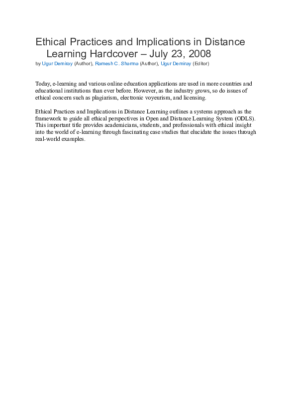 (DOC) Ethical Practices and Implications in Distance Learning