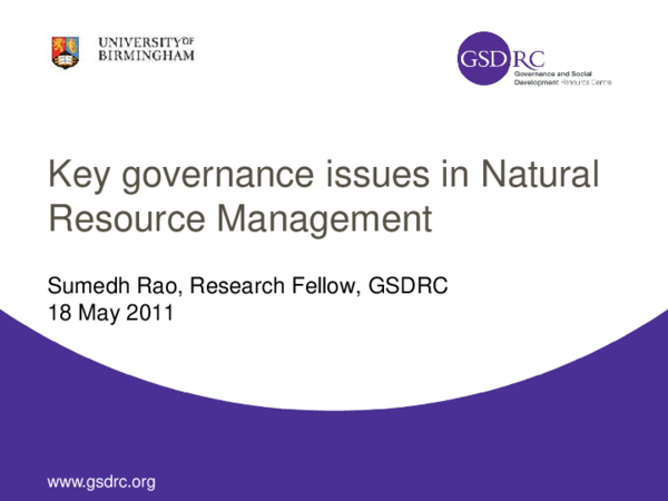 (PDF) Key governance issues in Natural Resource Management