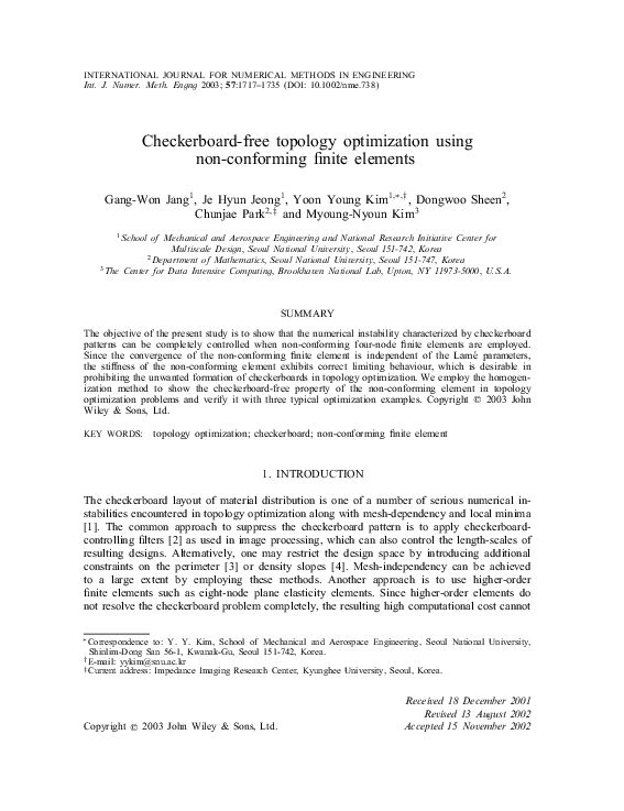 (PDF) Checkerboard-free topology optimization using non-conformingnite elements