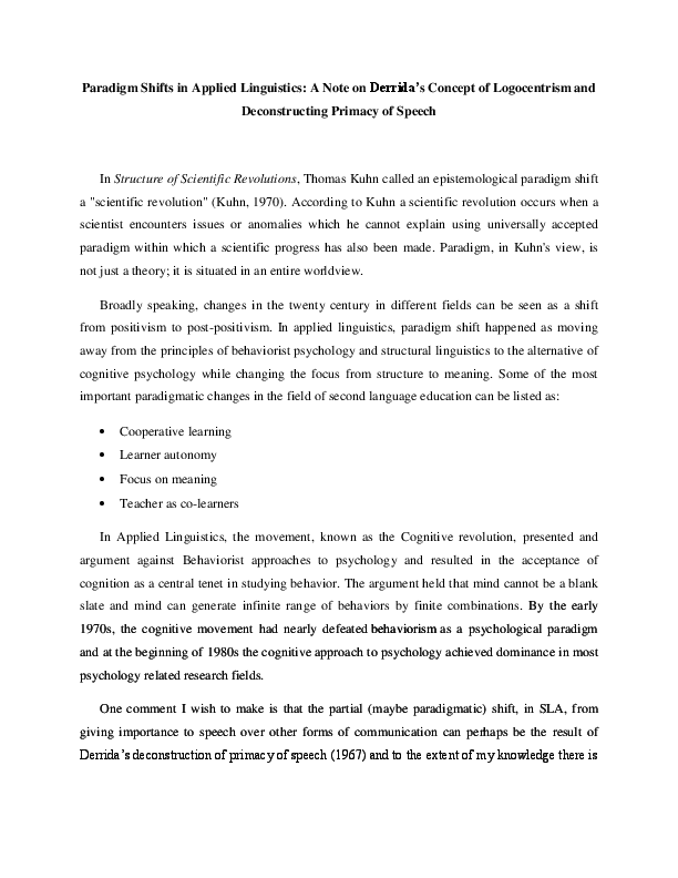 (DOC) Paradigm Shifts in Applied Linguistics: A Note on Derrida’s ...