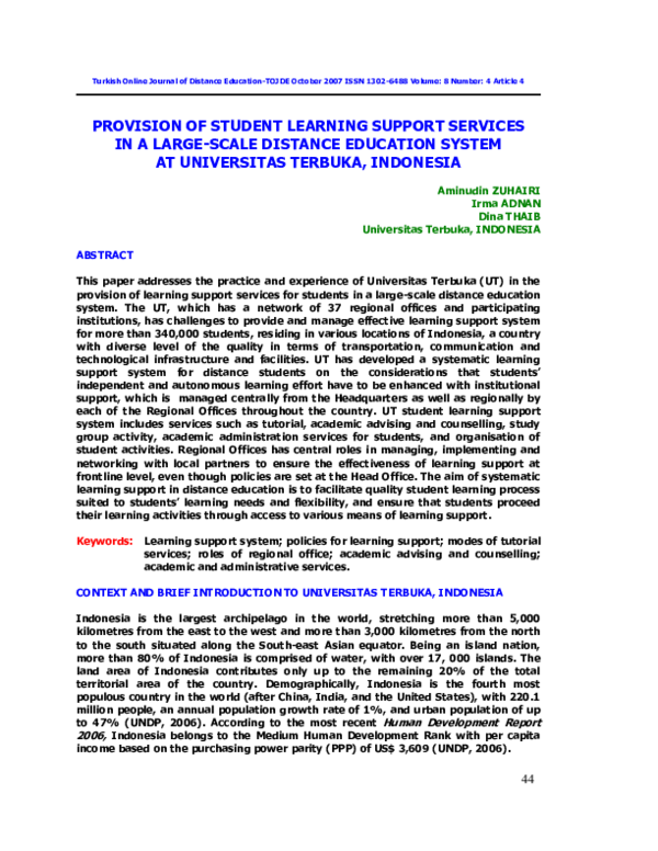 (PDF) PROVISION OF STUDENT LEARNING SUPPORT SERVICES IN A LARGE-SCALE ...