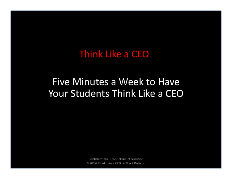 (PDF) Teach Your Students to Think LIke a CEO in Five Minutes a Week
