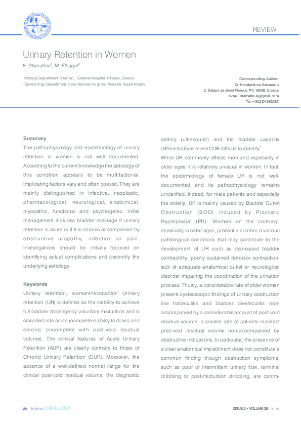 (PDF) Urinary Retention in Women