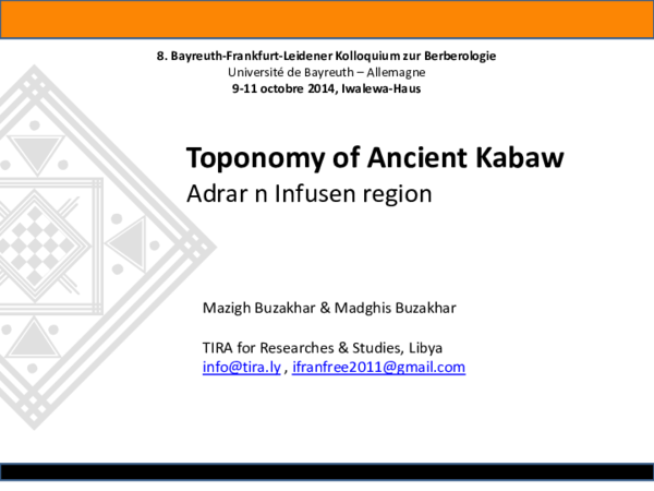(PDF) Toponomy of Ancient Kabaw (Adrar n Infusen)