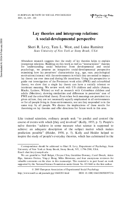 (PDF) Lay theories and intergroup relations: A social-developmental ...