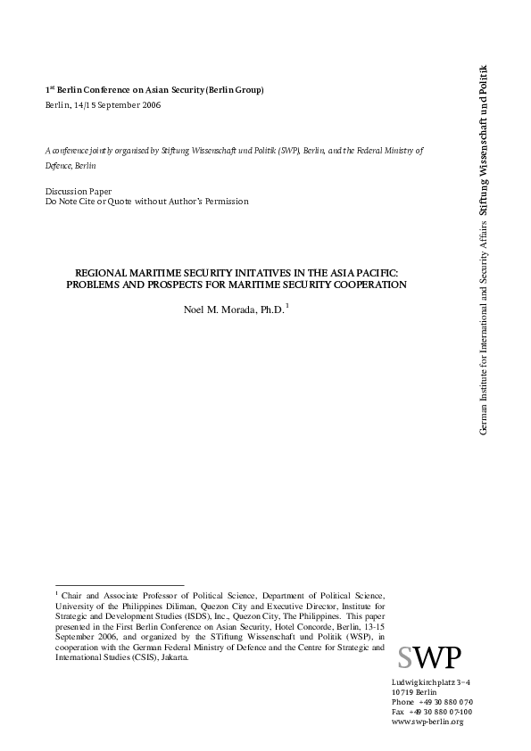 S WP German Institute for International and Security Affairs REGIONAL ...