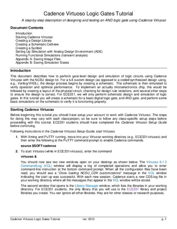 (PDF) Cadence Virtuoso Logic Gates Tutorial A step-by-step description ...