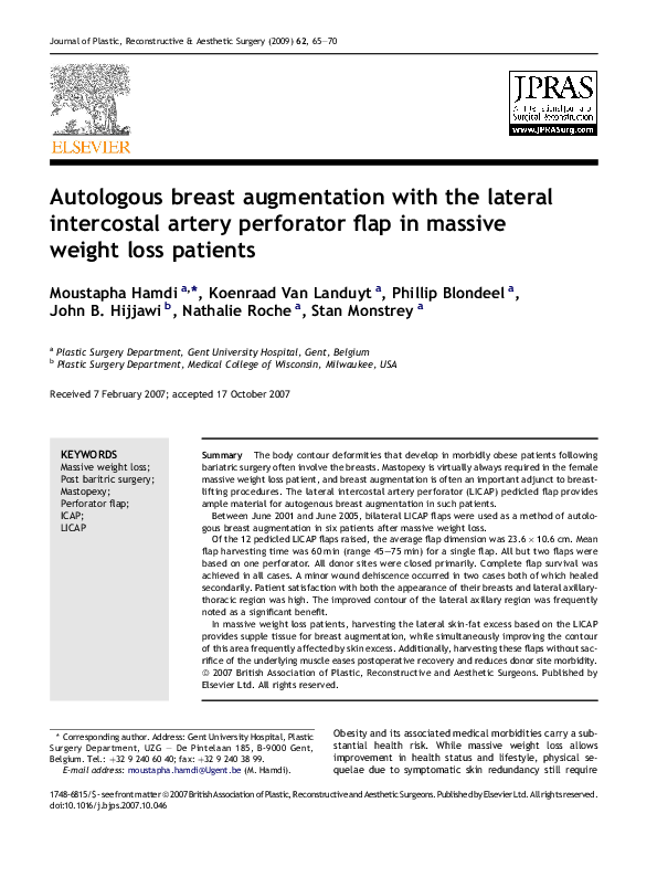 (PDF) Autologous breast augmentation with the lateral intercostal ...