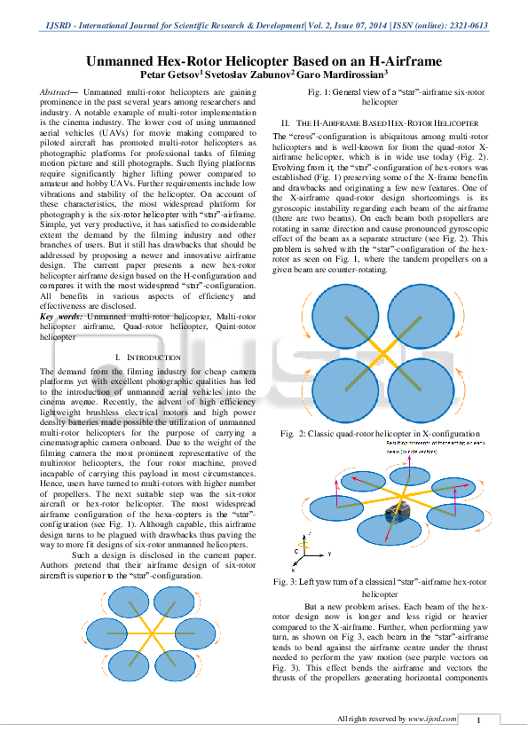 (PDF) Unmanned Hex-Rotor Helicopter Based on an H-Airframe