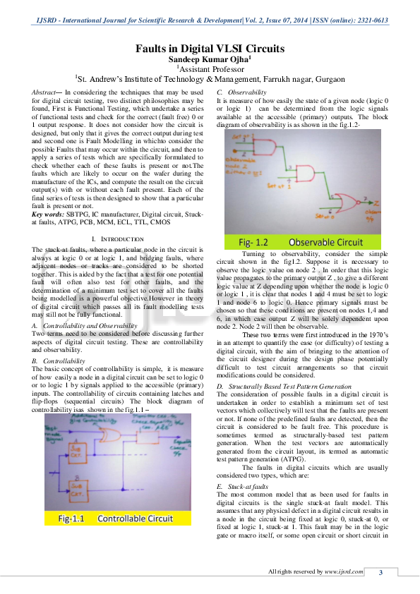 Pdf Faults In Digital Vlsi Circuits